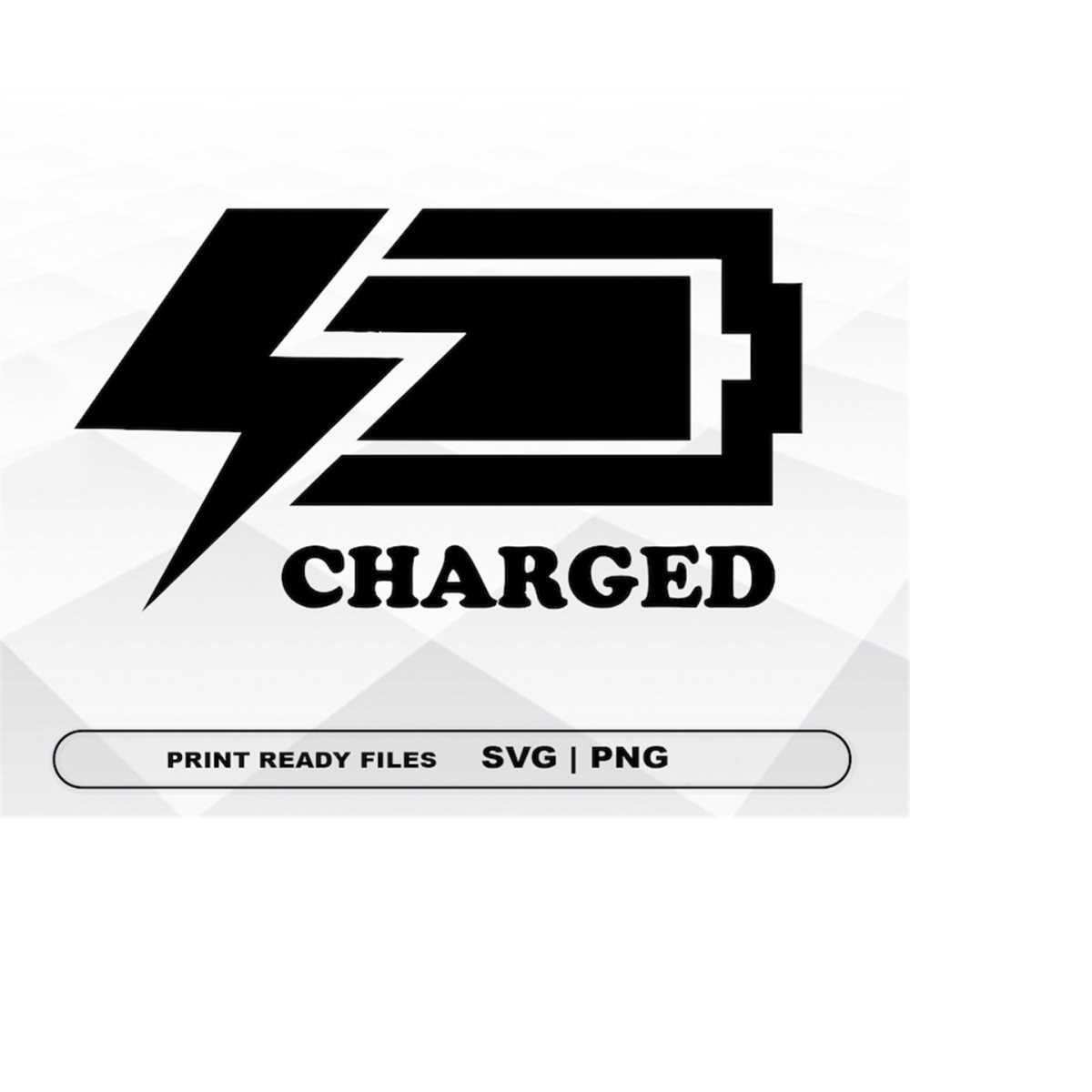 Charge Battery SVG and PNG Files Clipart, Charged Print SVG, | Inspire ...