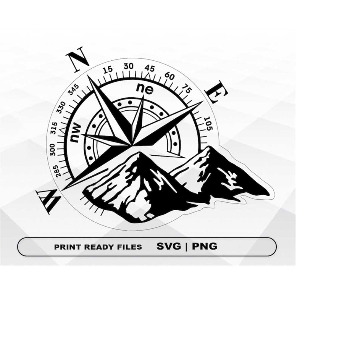 Compass SVG and PNG Files Clipart, Compass Print SVG, Digita - Inspire ...