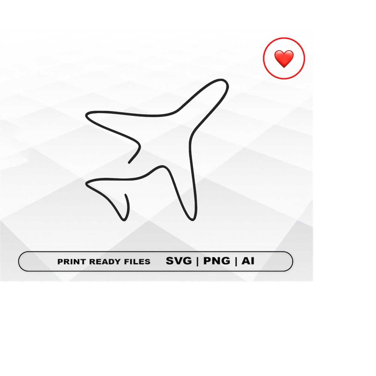 Airplane SVG and PNG Files Clipart, airplane line Print Ai a - Inspire ...