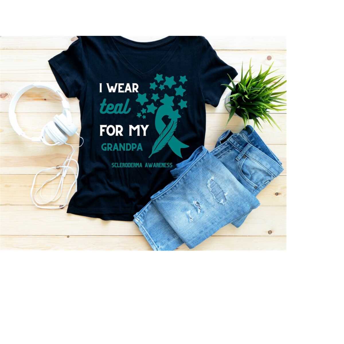 I Wear Teal for My grandpa scleroderma awareness svg png - Inspire Uplift