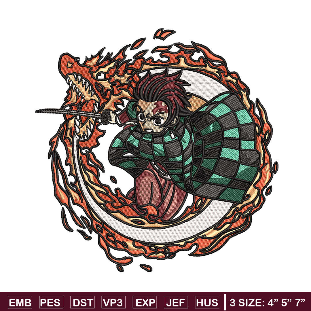 Tanjiro fire embroidery design, Tanjiro embroidery, Anime de | Inspire ...