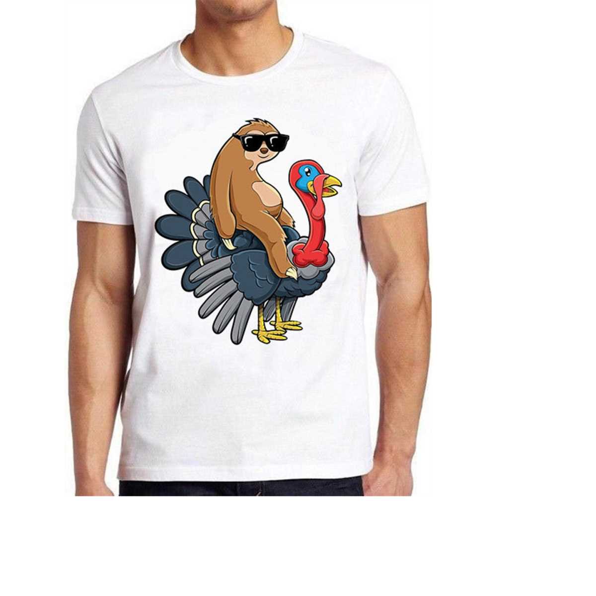 Cute Sloth Riding Turkey Funny Thanksgiving Humor Meme Gift | Inspire ...