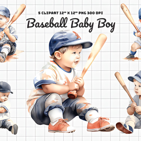 Baseball Baby Boy Watercolor Clipart , Watercolor Baseball c | Inspire ...