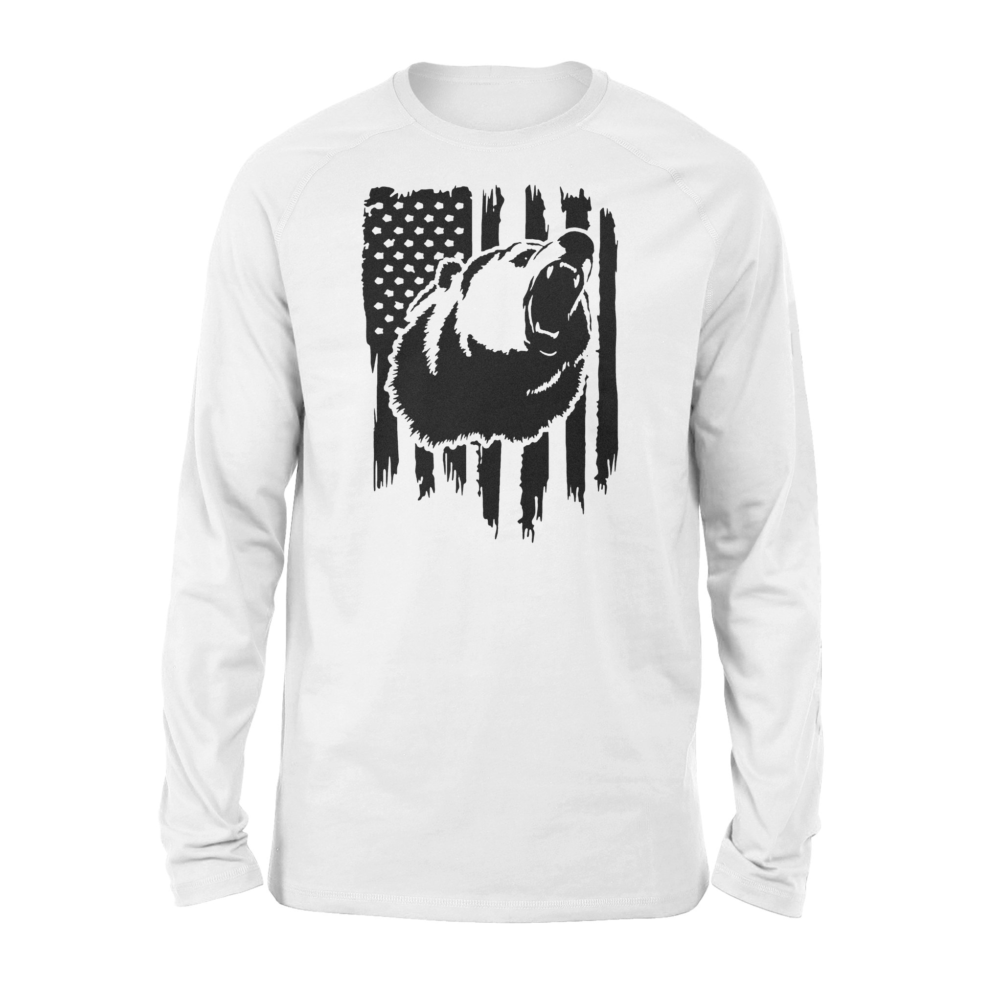 Bear Hunting American Flag Grizzly Bear Long Sleeve Shirts F - Inspire ...
