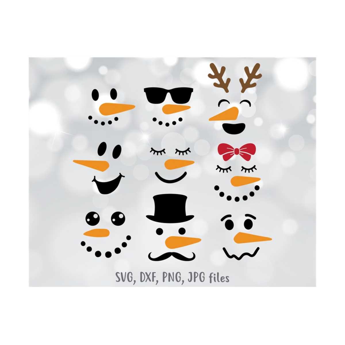 Snowman face SVG file, Snowman dxf, Snowmen Cut file, Face C | Inspire ...