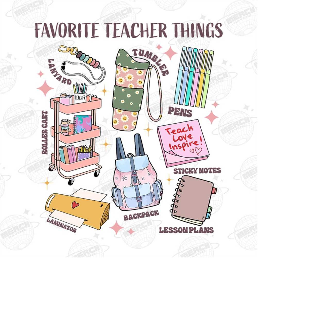 Favorite Teacher Things Retro Vintage Png, Teacher Appreciat | Inspire ...