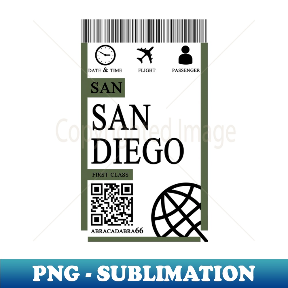 San Diego Flight Ticket Boarding Pass - Sublimation PNG Digi | Inspire ...