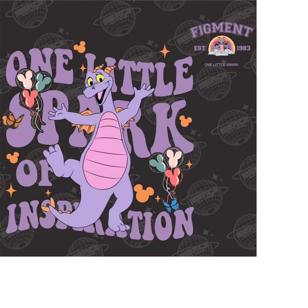 Vintage Disneyland Figment Two Sided PNG, One Little Spark O - Inspire ...