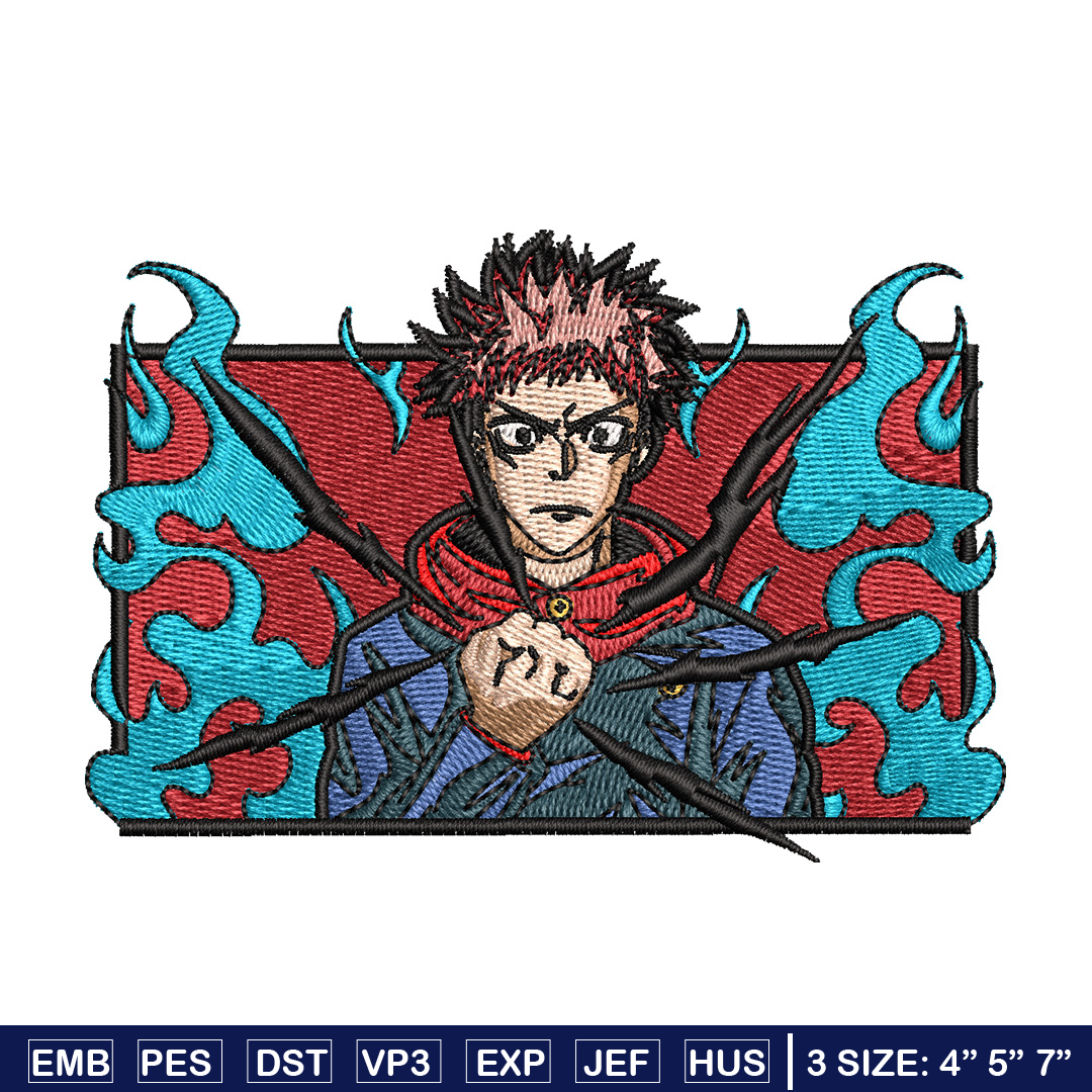 Yuji frame embroidery design, Jujutsu embroidery, Anime desi | Inspire ...