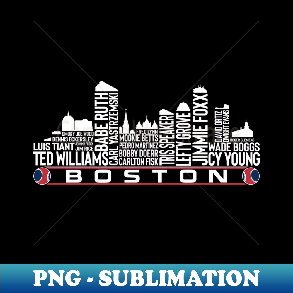 Boston Baseball Team Legends - City Skyline Silhouette - Hig | Inspire ...