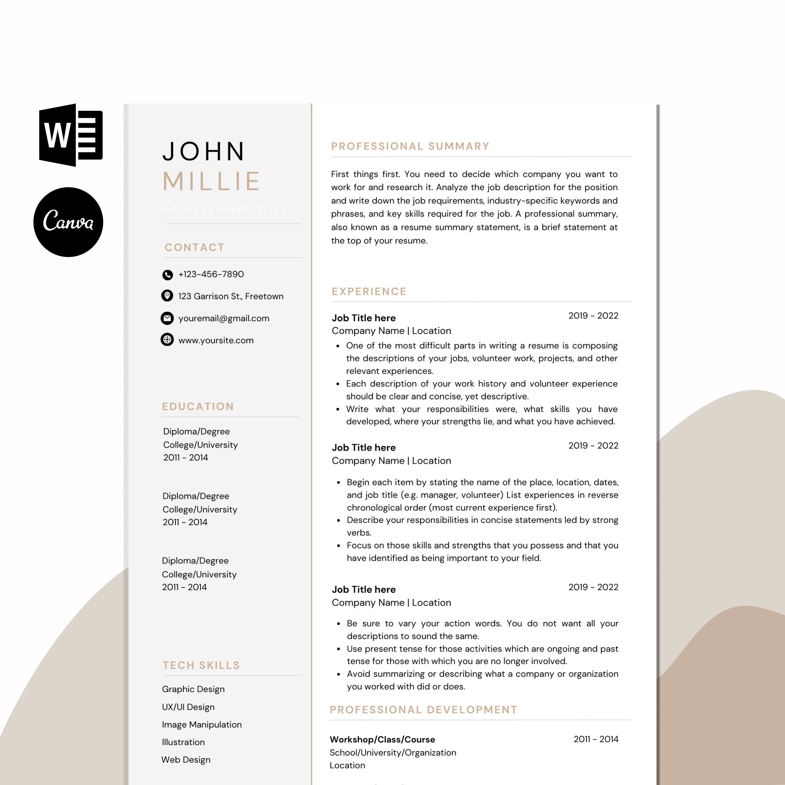 Professional Resume Template, Canva, Word | 5 Pages - Inspire Uplift