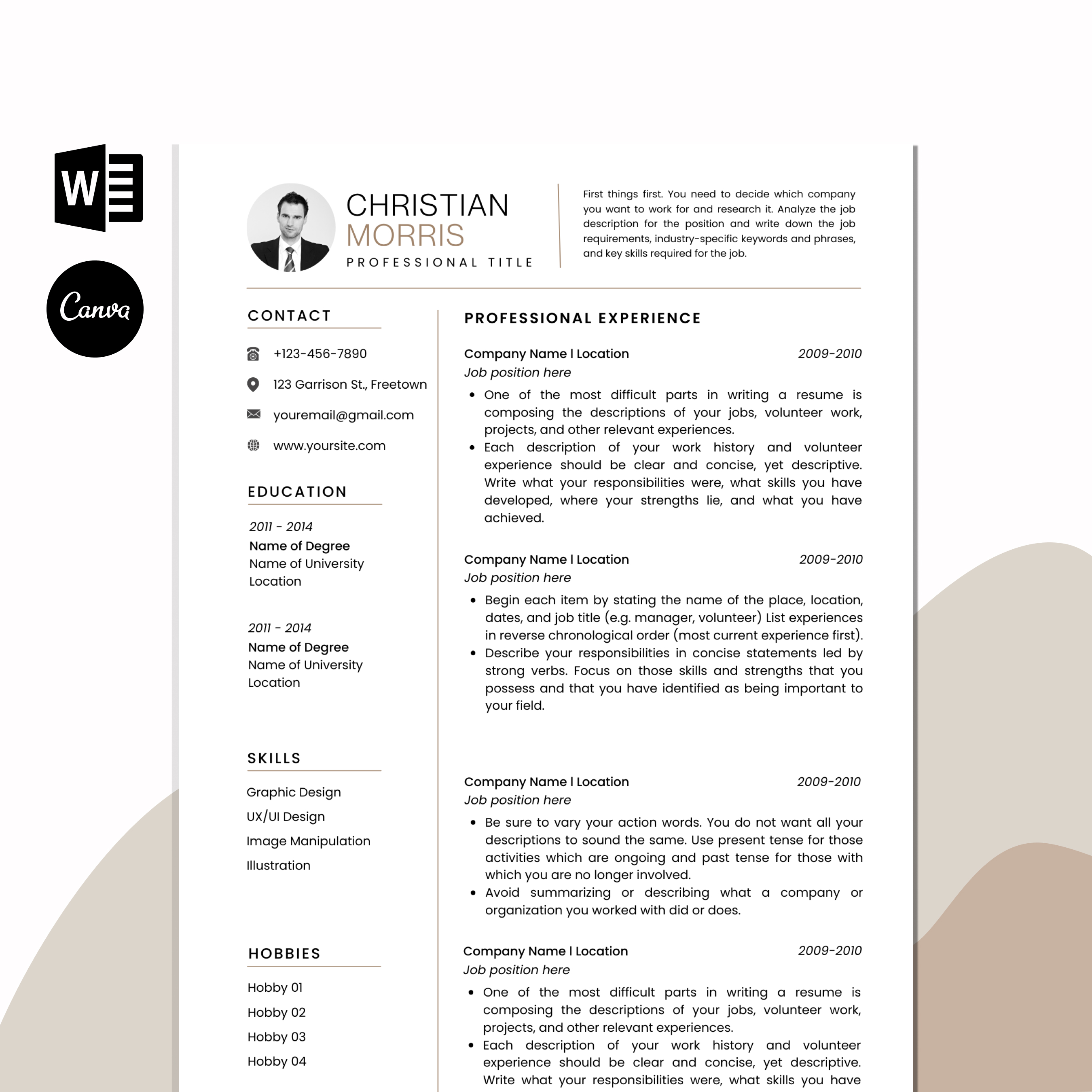 Resume Template With Picture, Resume Template For Word, Can - Inspire ...
