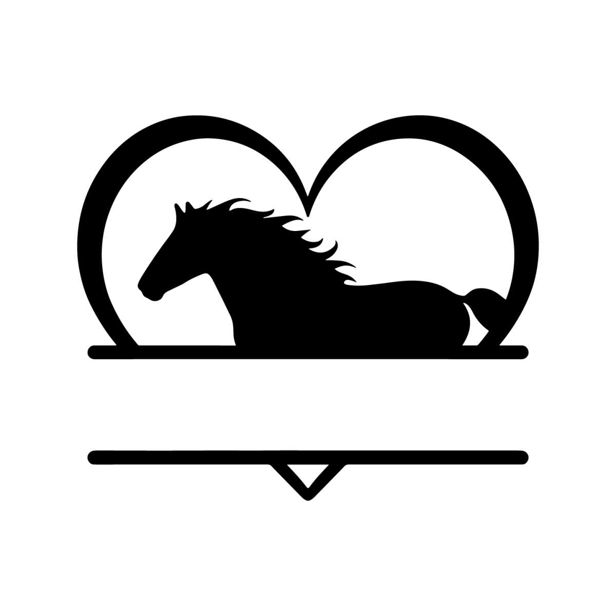 Horse Heart Split Name Frame SVG, Horse Heart svg, Horse Mon | Inspire ...