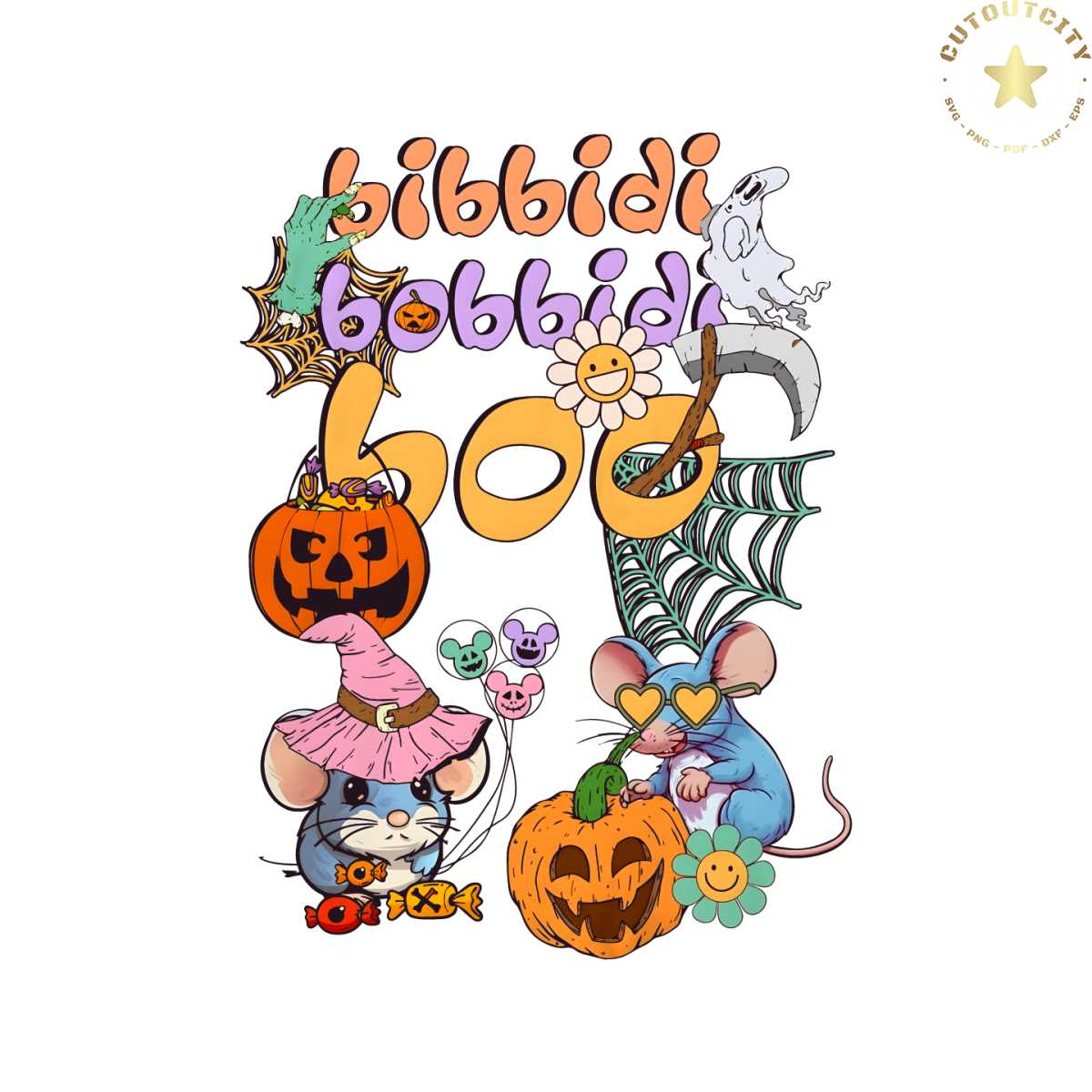Vintage Bibbidi Bobbidi Boo Halloween PNG Subliamtion | Inspire Uplift