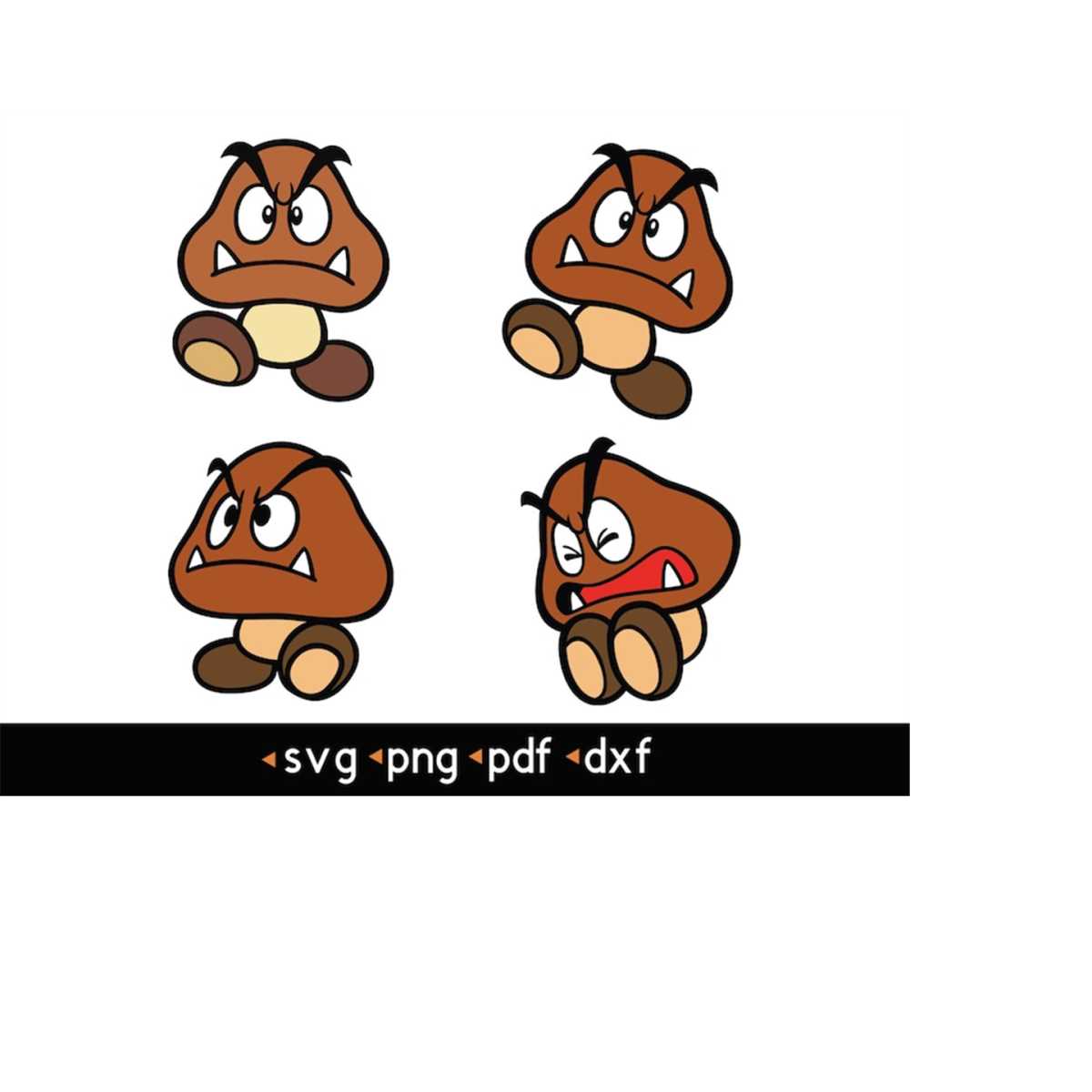 4 pcs Layered Goomba Pack- svg, png, pdf, dxf | Inspire Uplift