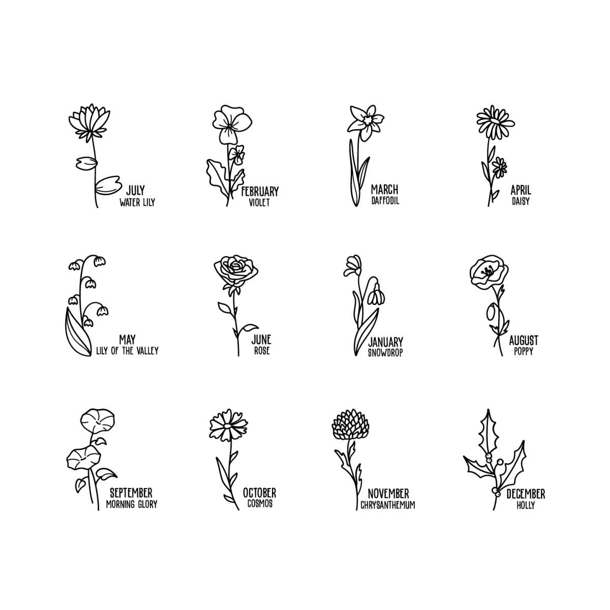Birth Month Flowers Svg, Wildflower svg,Birthday Flower, Flo | Inspire ...