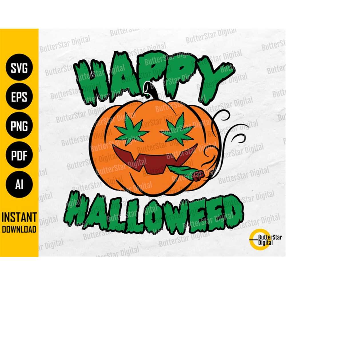 Happy Halloweed PNG | Halloween Weed | Pumpkin Smoking Blunt | Inspire ...