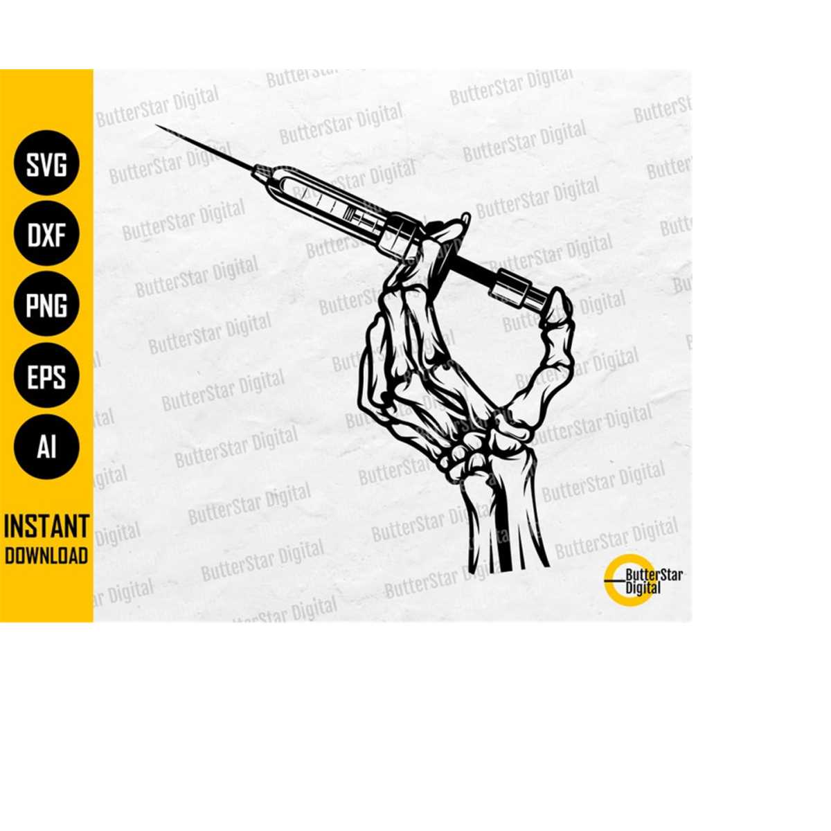 Skeleton Hand With Syringe SVG | Injection SVG | Medical T-S - Inspire ...