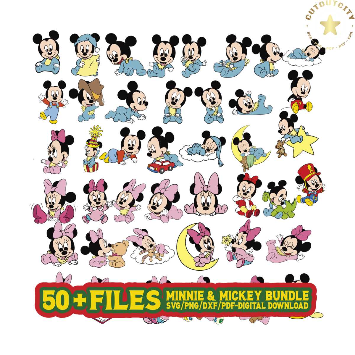 Disney Mickey And Minnie Mouse SVG Bundle Cutting Files | Inspire Uplift