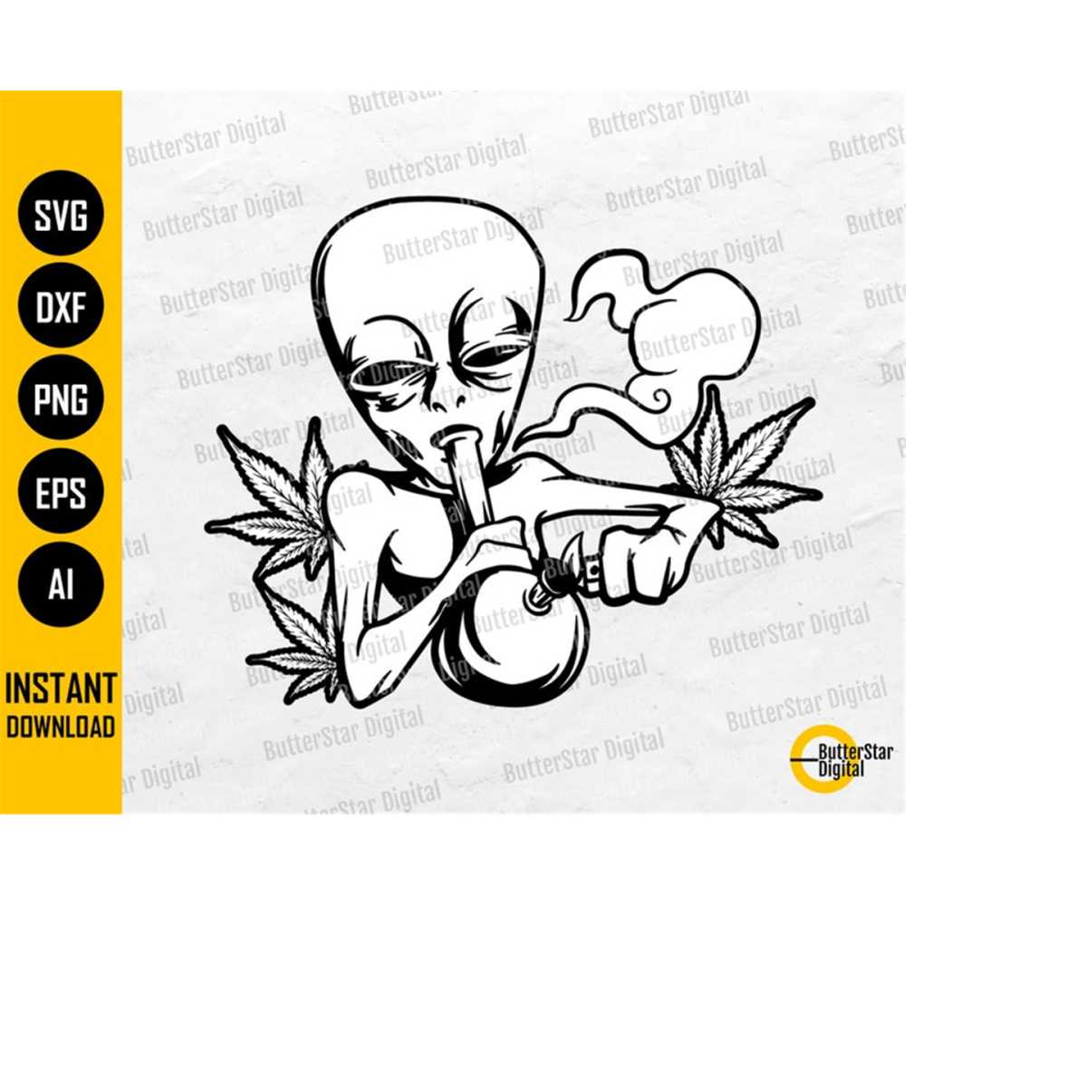 Alien Smoking Weed SVG | Smoke Marijuana SVG | Cannabis Bake | Inspire Uplift