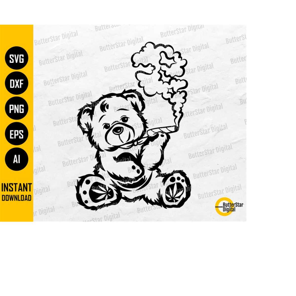 Smoking Teddy Bear SVG | Cannabis Bear SVG | Cute Funny Weed | Inspire ...