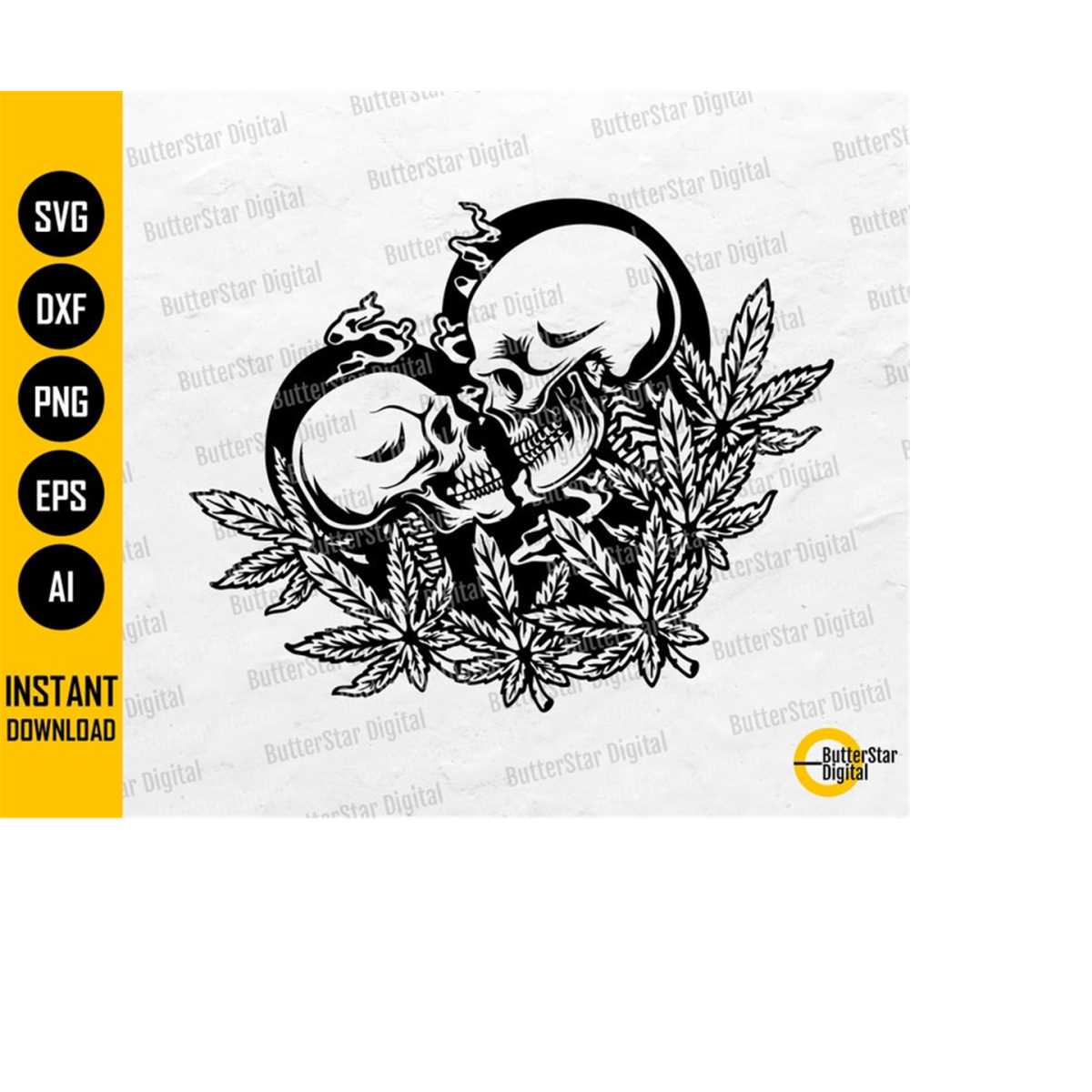 Skeleton Weed Lovers SVG | Stoner Skulls Couple SVG | Cannab | Inspire ...