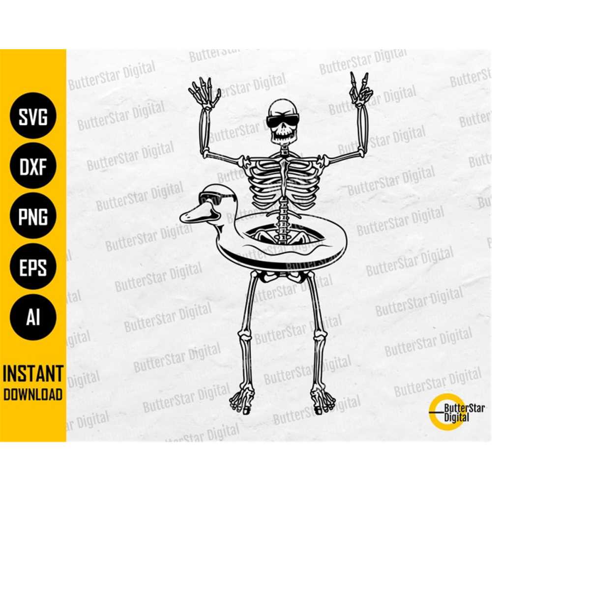 Funny Summer Skeleton SVG | Beach Skull SVG | Tropical Decal | Inspire ...