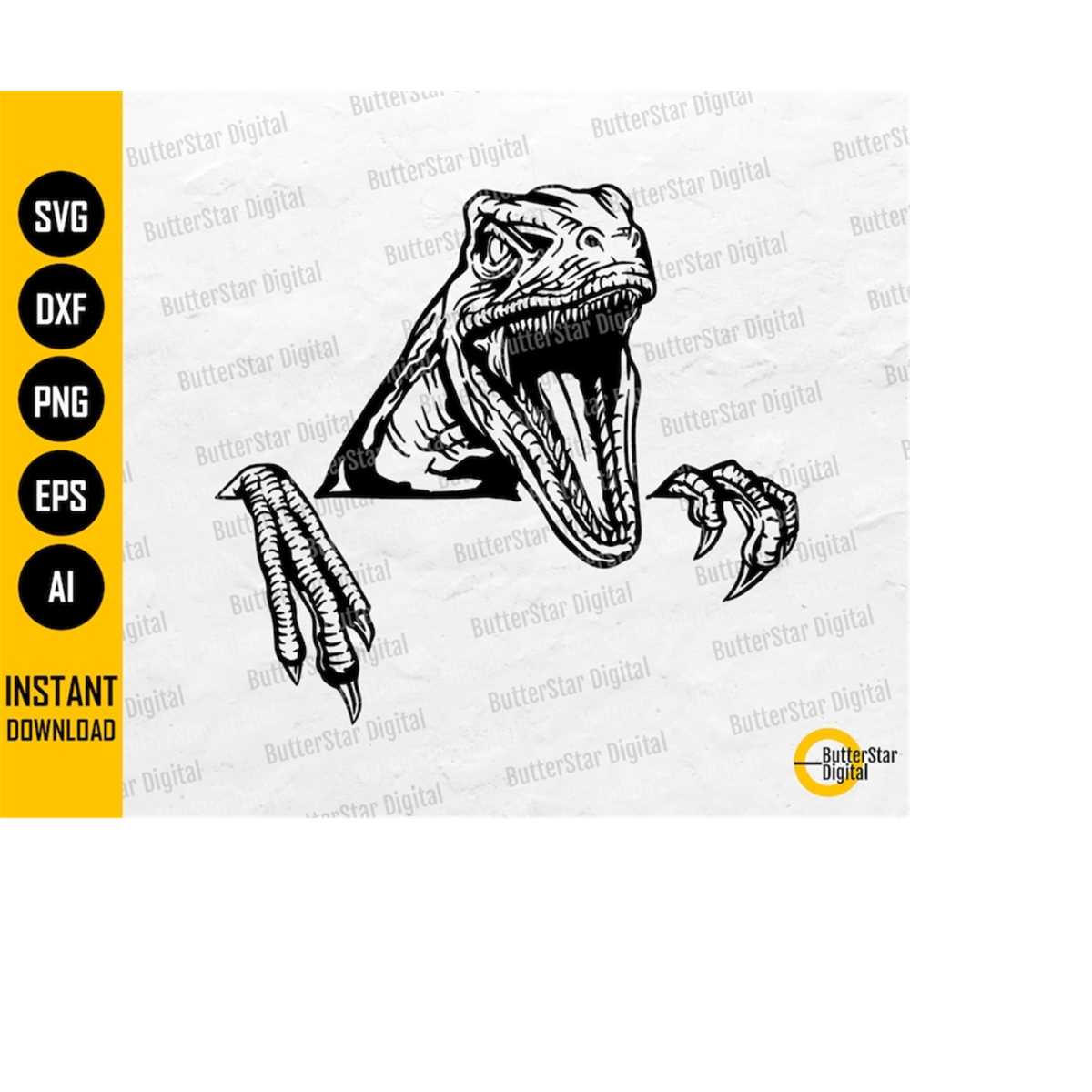 Raptor Peeking SVG | Velociraptor SVG | Dinosaur Decals Wall - Inspire ...