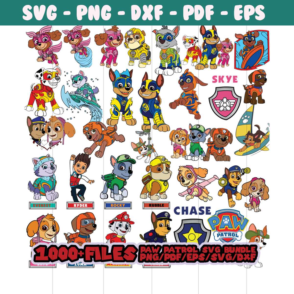 Paw Patrol Cartoon Characters SVG Bundle Digital Cricut File | Inspire ...