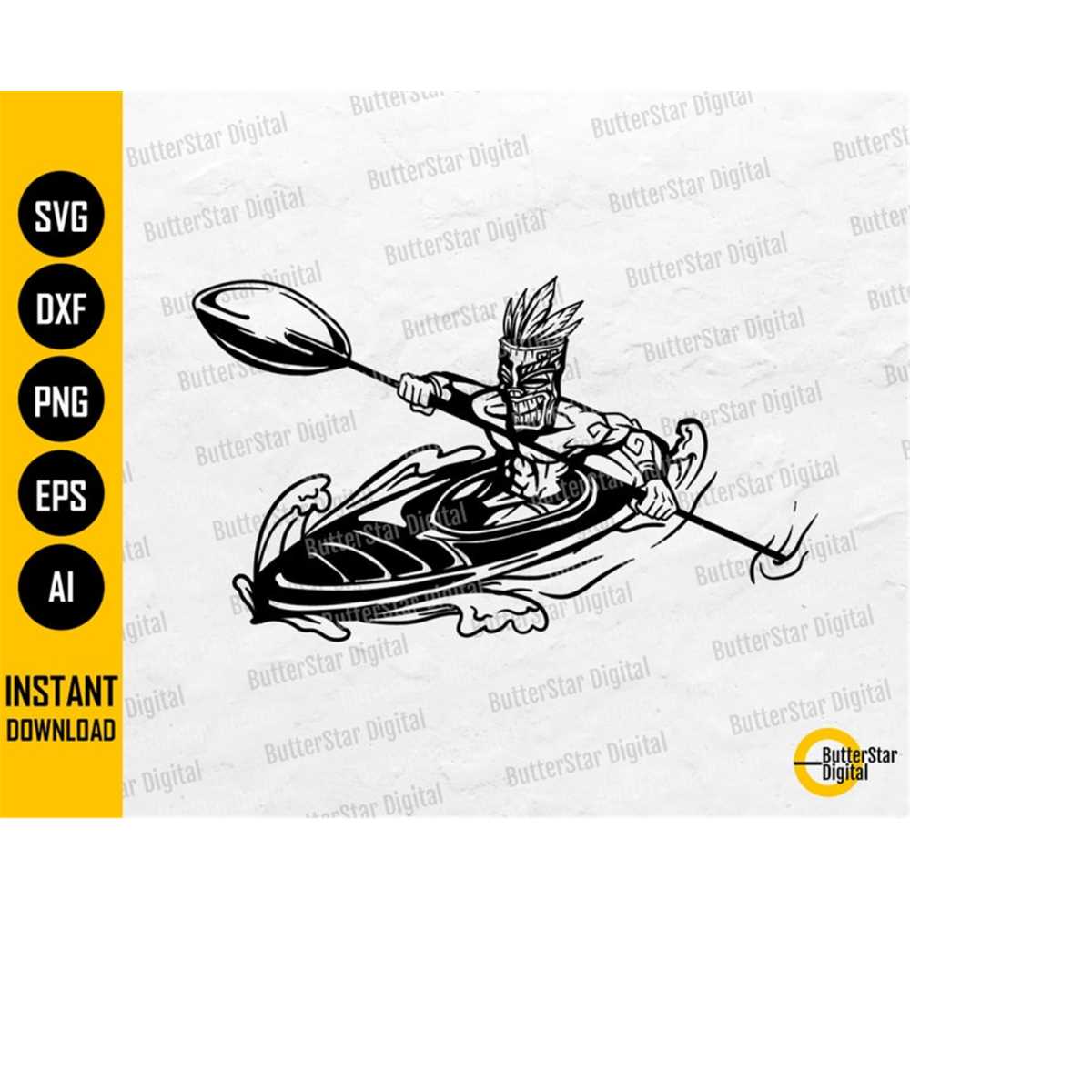 Tiki Man Kayaking SVG | Tiki SVG | Hawaiian Sea River Lake P | Inspire ...