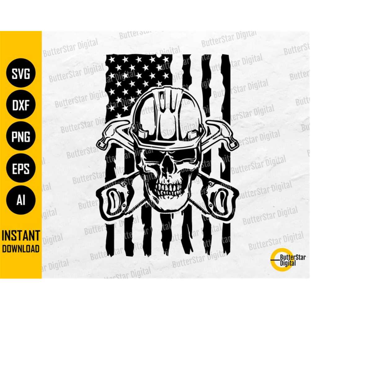 US Construction Crossbones SVG | American Carpenter Skull Sv | Inspire ...