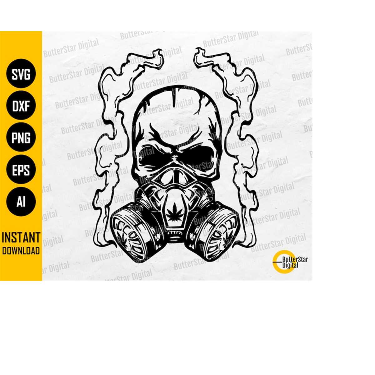 Cannabis Gas Mask Skull SVG | Smoking Pot SVG | Weed Decal S - Inspire ...