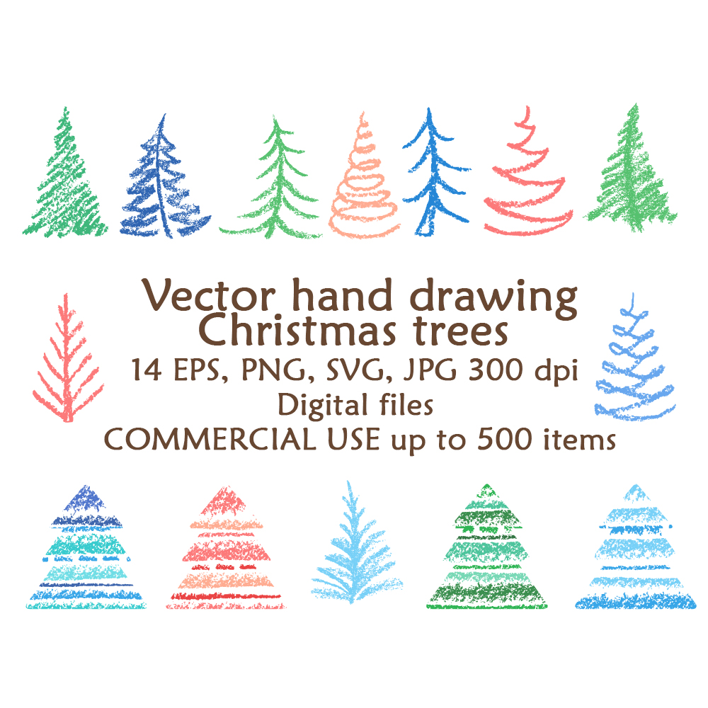 Christmas tree clip art. Like kid hand drawn crayon, pencil | Inspire ...