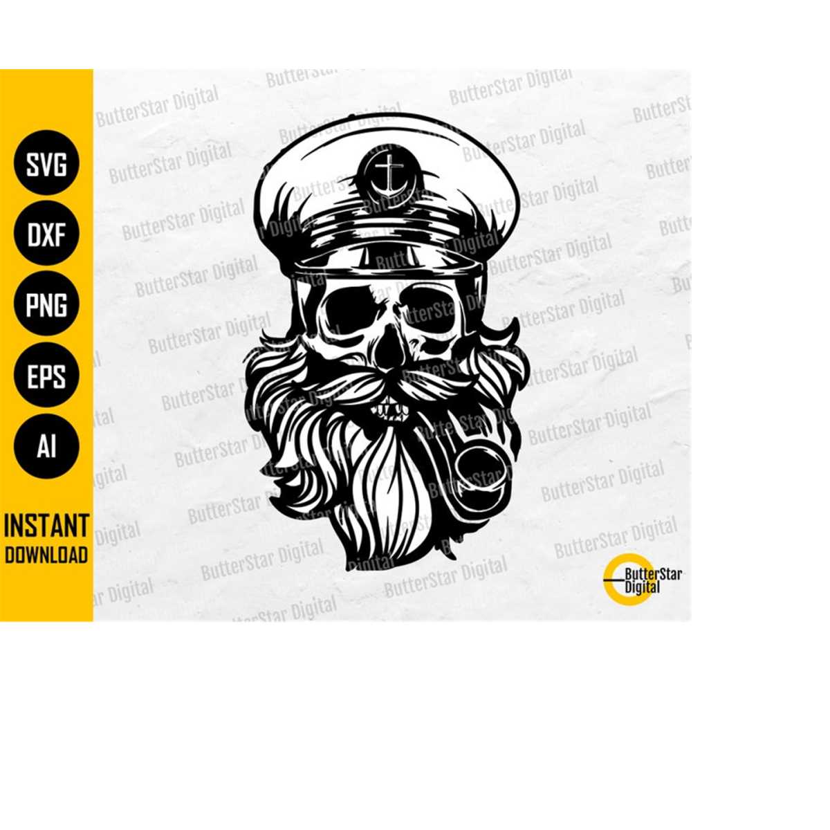Skull Boat Captain SVG | Sailing SVG | Yacht Cruise Ship Oce | Inspire ...