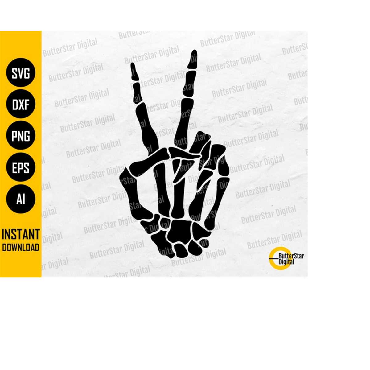 Skeleton Hand Peace Sign SVG | Bones Tattoo Decal T-Shirt St | Inspire ...