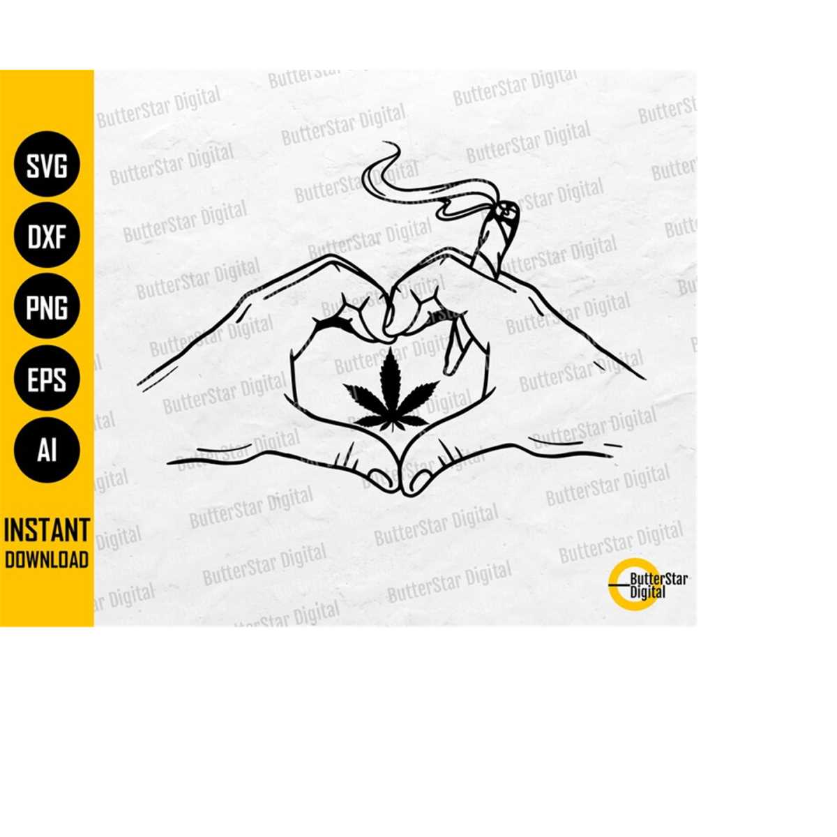 Heart Hand Sign Weed SVG | Smoke Marijuana Joint SVG | Canna | Inspire ...