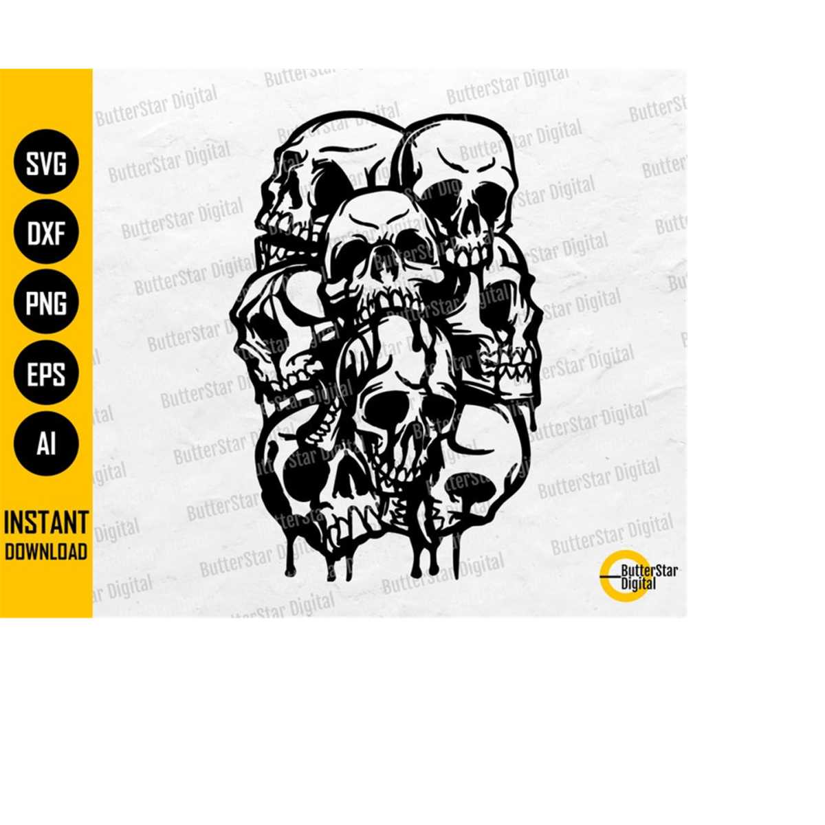 Dripping Skulls SVG | Pile Stack Blood Devil Dead Evil Kill | Inspire ...