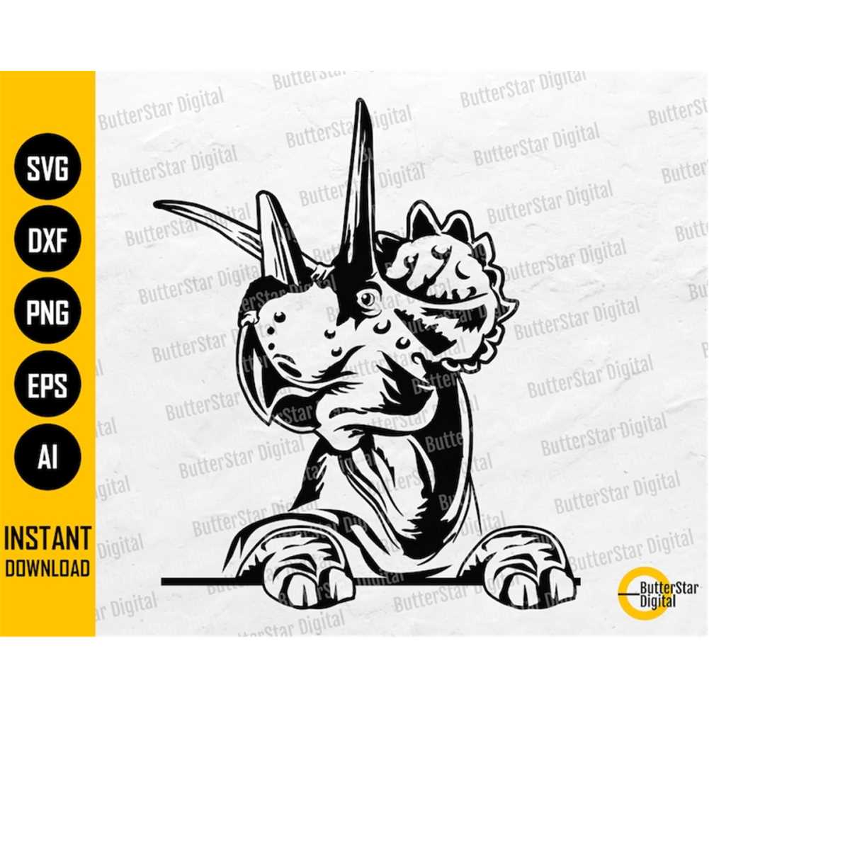 Triceratops Dinosaur SVG | Triceratops SVG | Dino Wall Art D | Inspire ...