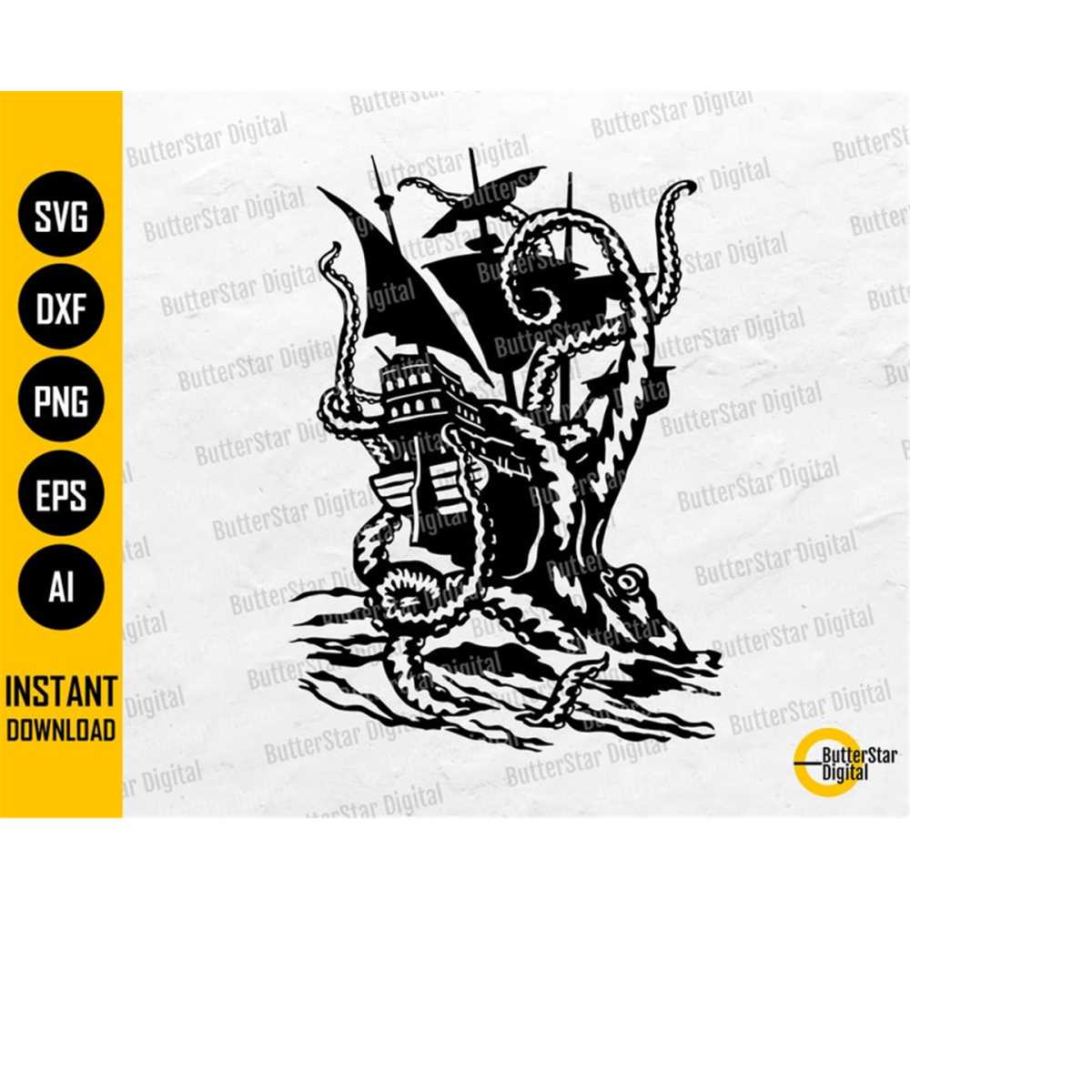 Kraken SVG | Tentacles SVG | Ocean Monster Attack Wall Art V | Inspire ...