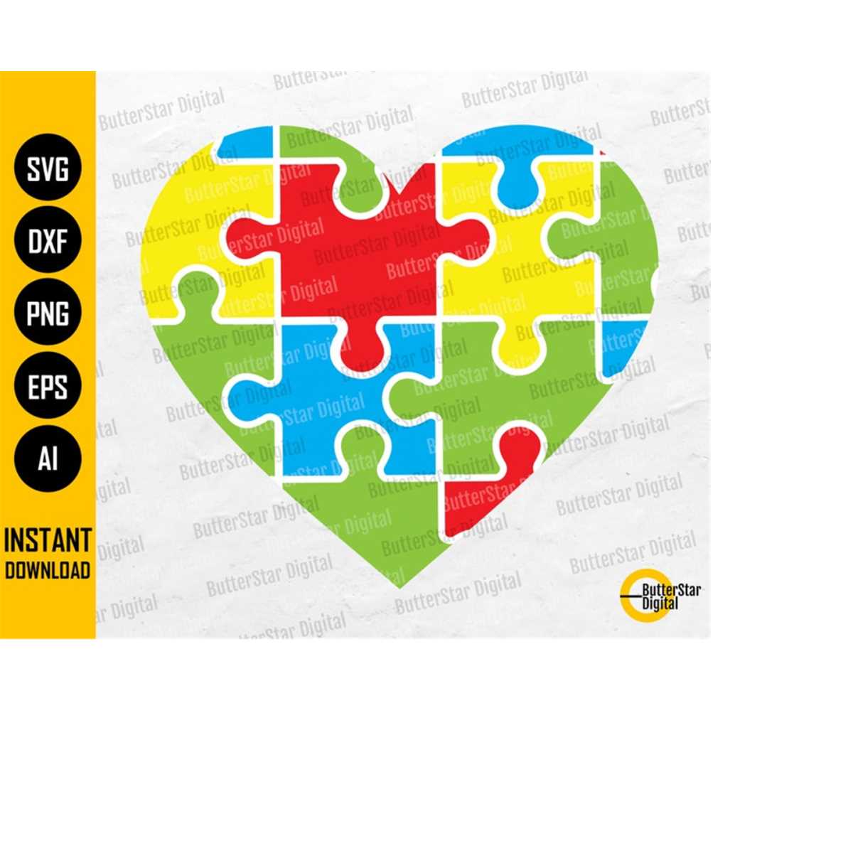 Autism Puzzle Heart SVG | Autism Awareness SVG | Autism Love | Inspire ...