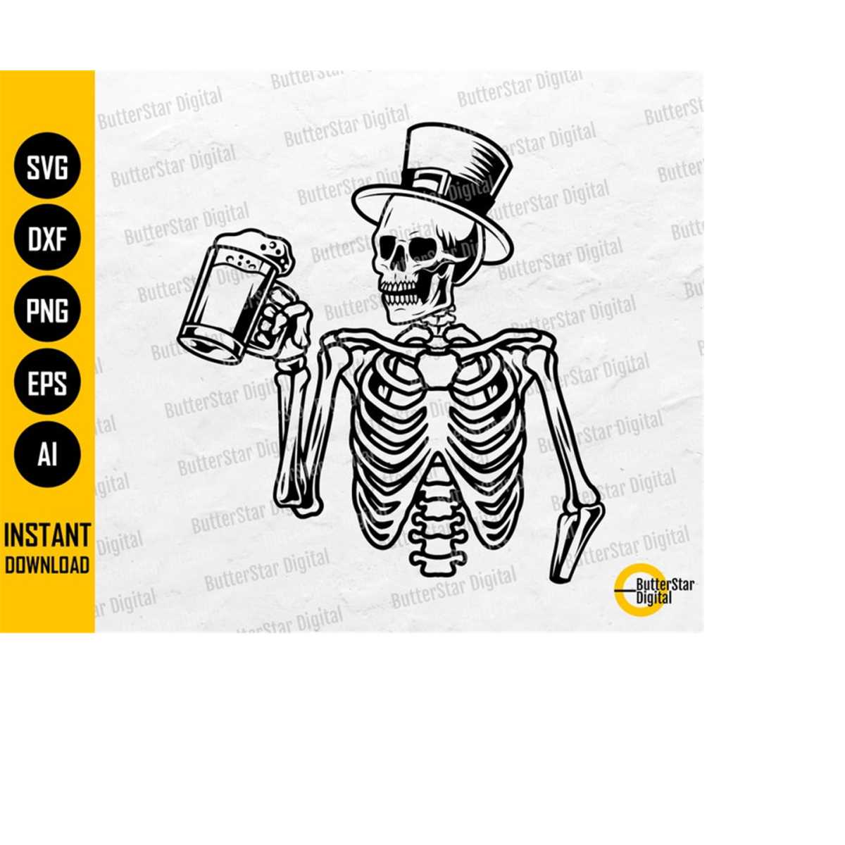 Skeleton Drinking SVG | Lager SVG | Draft Beer SVG | Alcohol | Inspire ...