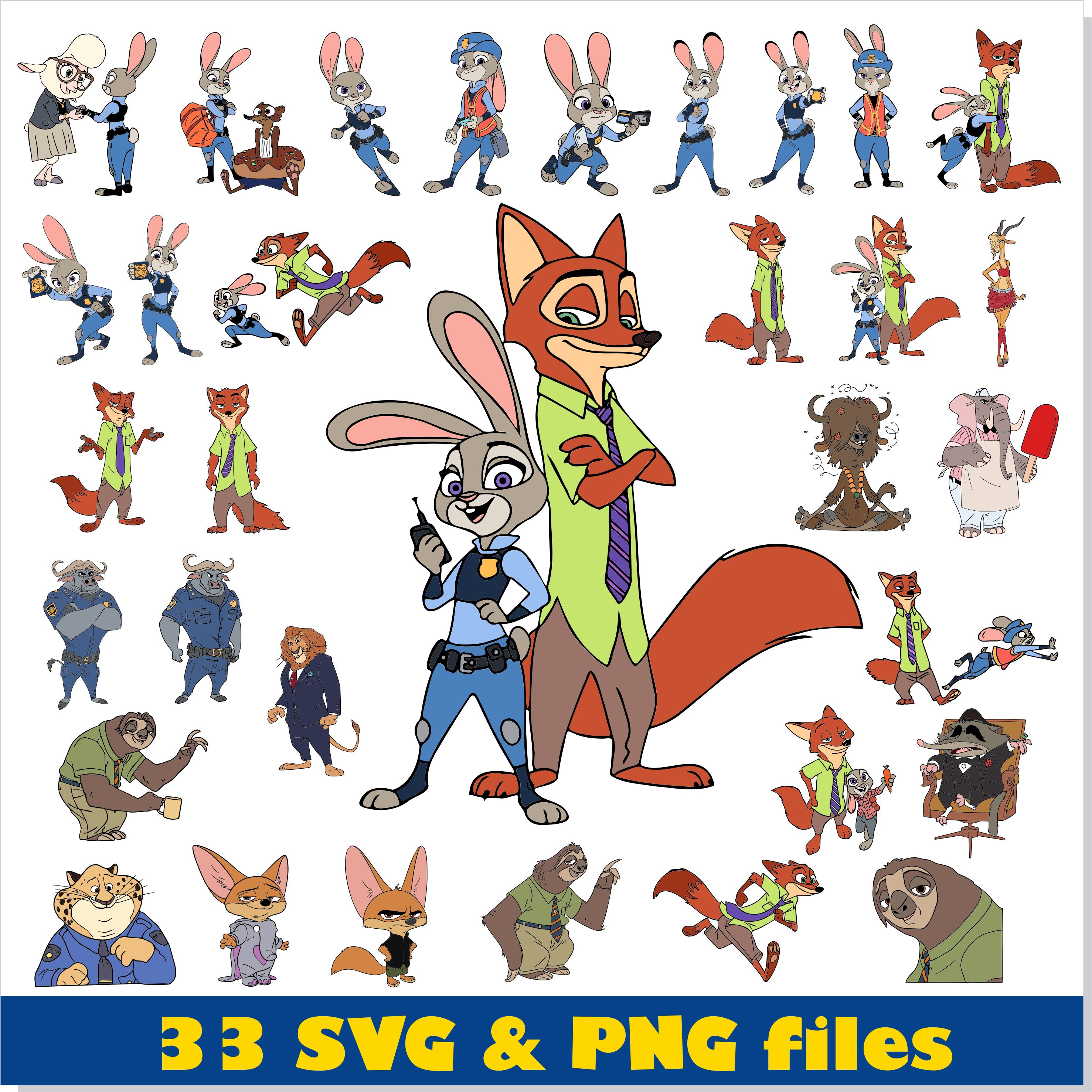 Zootopia SVG Bundle Layered, Zootopia PNG Clipart, Animals R - Inspire ...