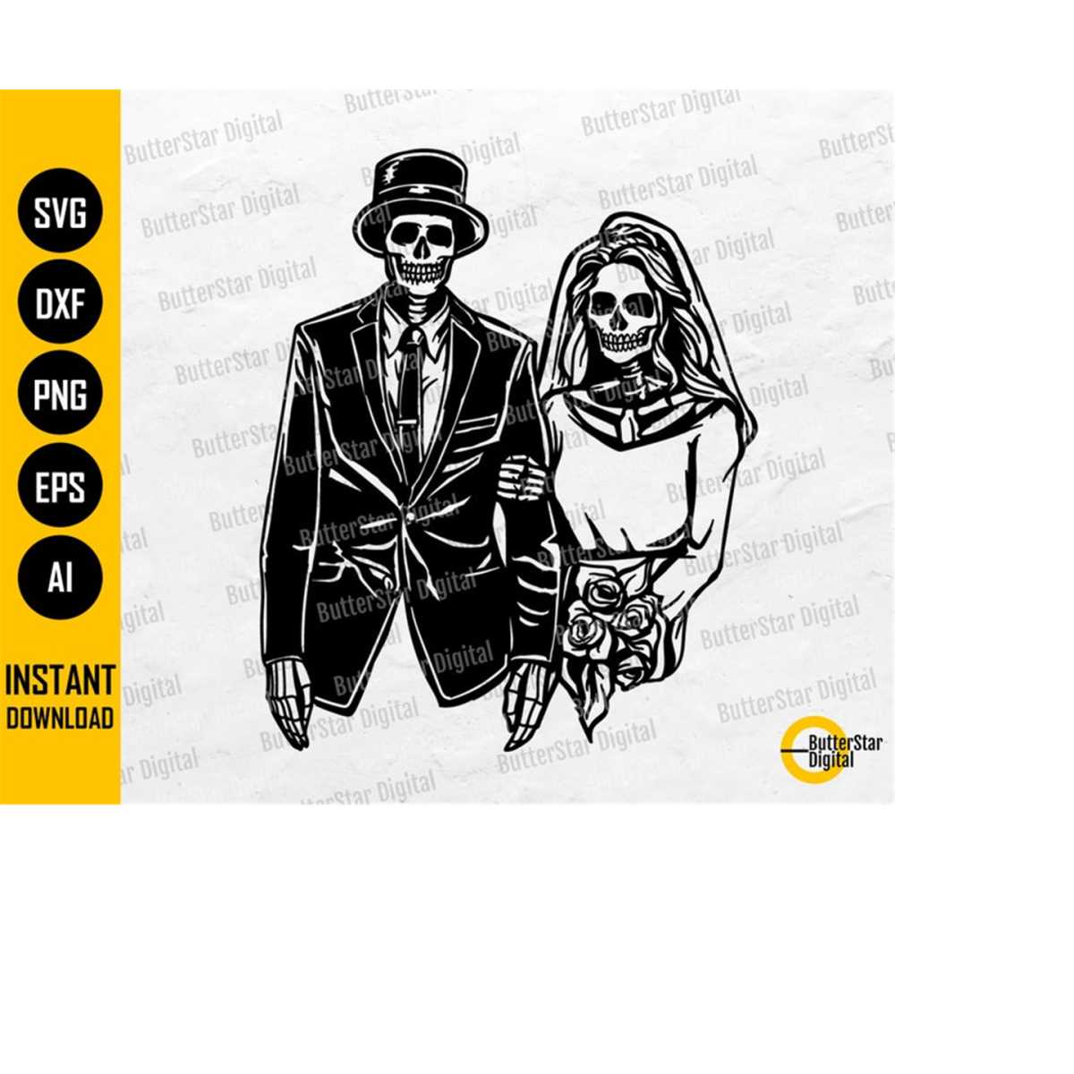 Skeleton Wedding SVG | Dead Lovers SVG | Halloween Gothic Br | Inspire ...