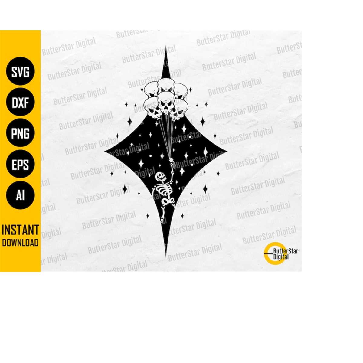 Skull Balloons SVG | Floating Skeleton SVG | Celestial T-Shi | Inspire ...