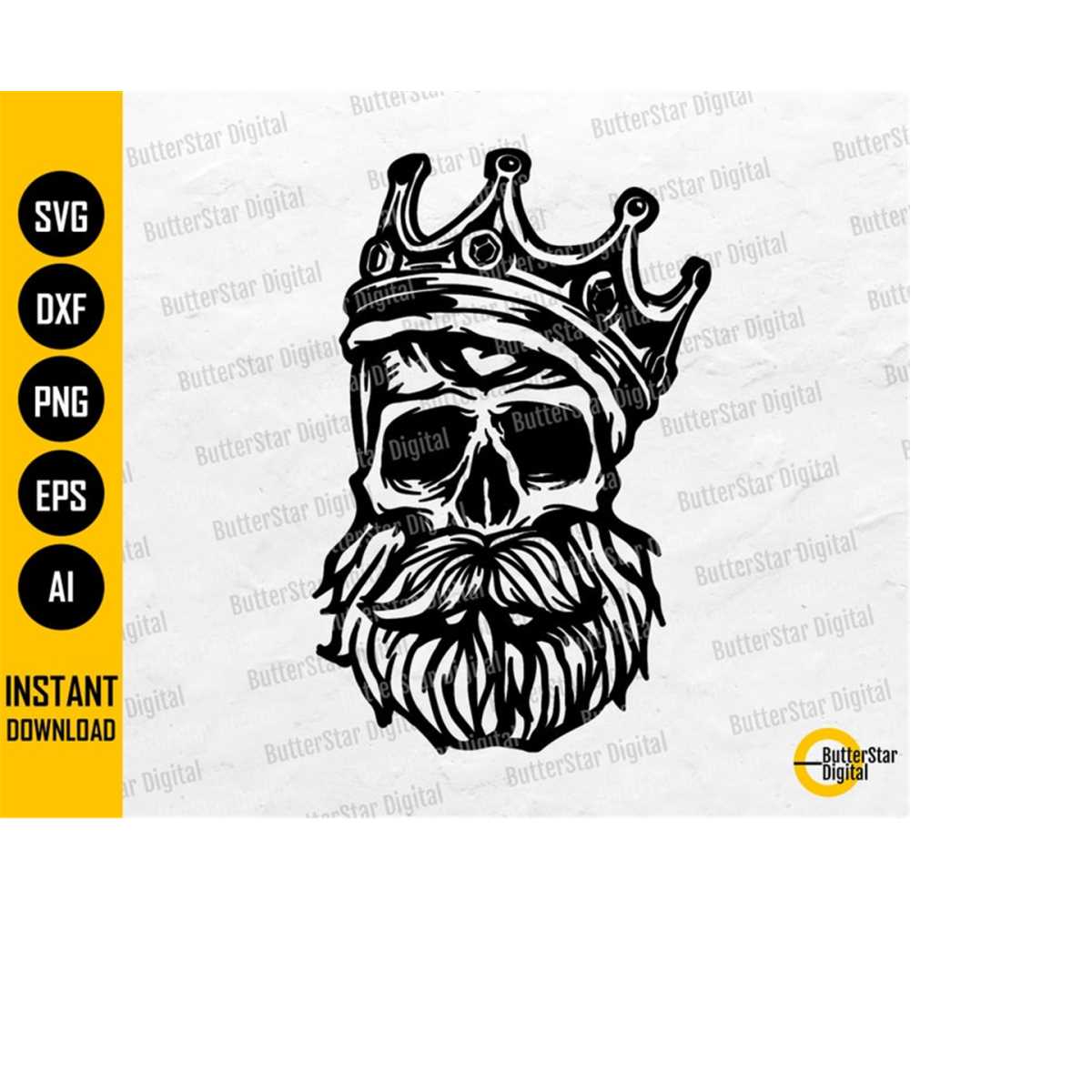 Bearded Skull King SVG | Your Highness SVG | Gothic Skeleton - Inspire ...