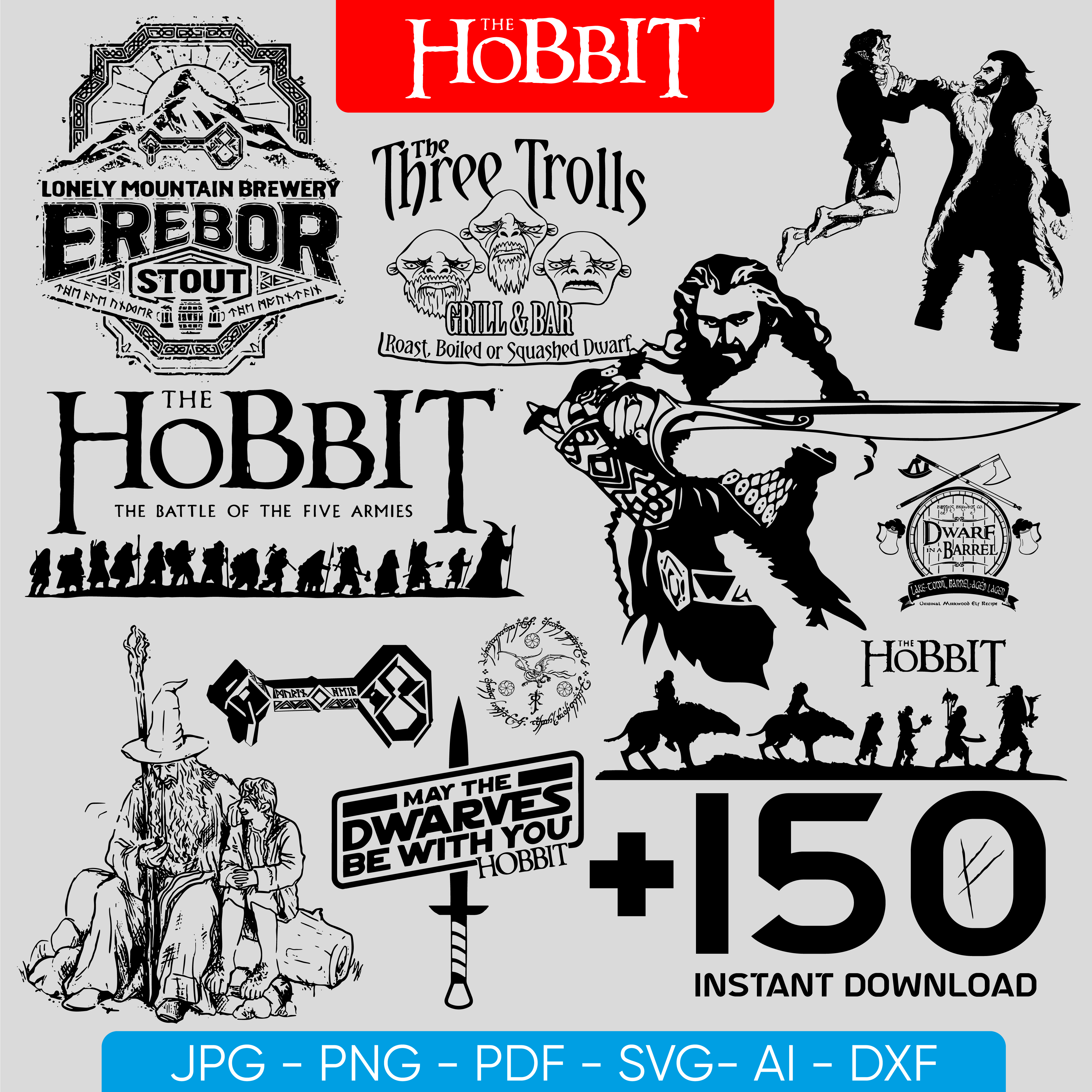 The Hobbit Artwork svg, LOTR art svg, The Hobbit Bundle Svg | Inspire ...