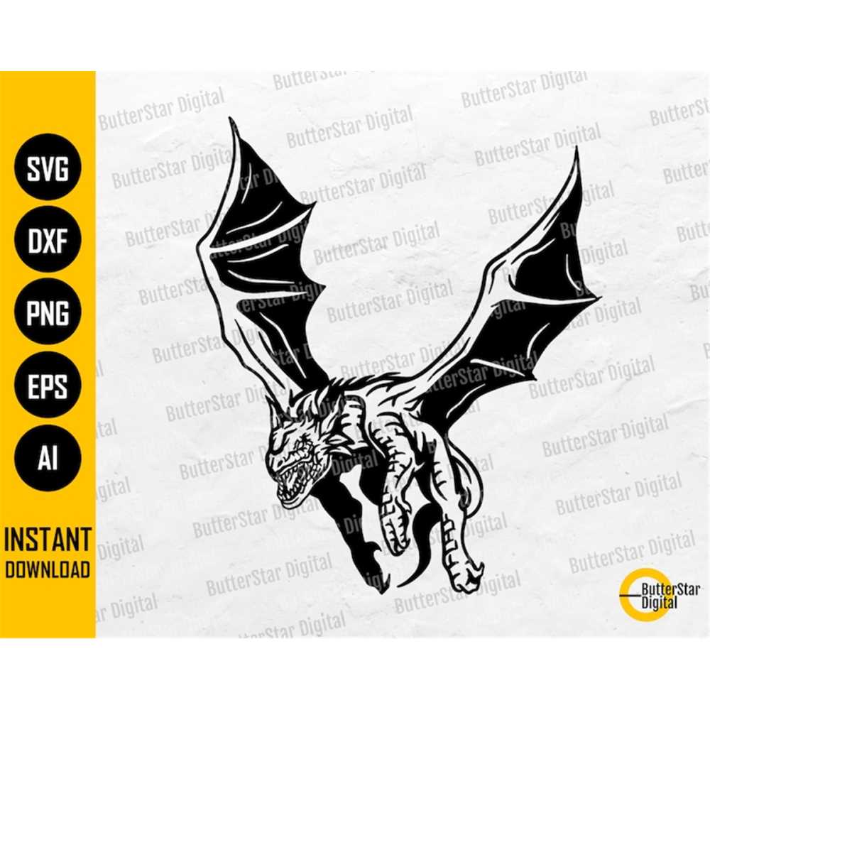 Flying Dragon SVG | Scary Mythical Beast SVG | Medieval SVG | Inspire ...
