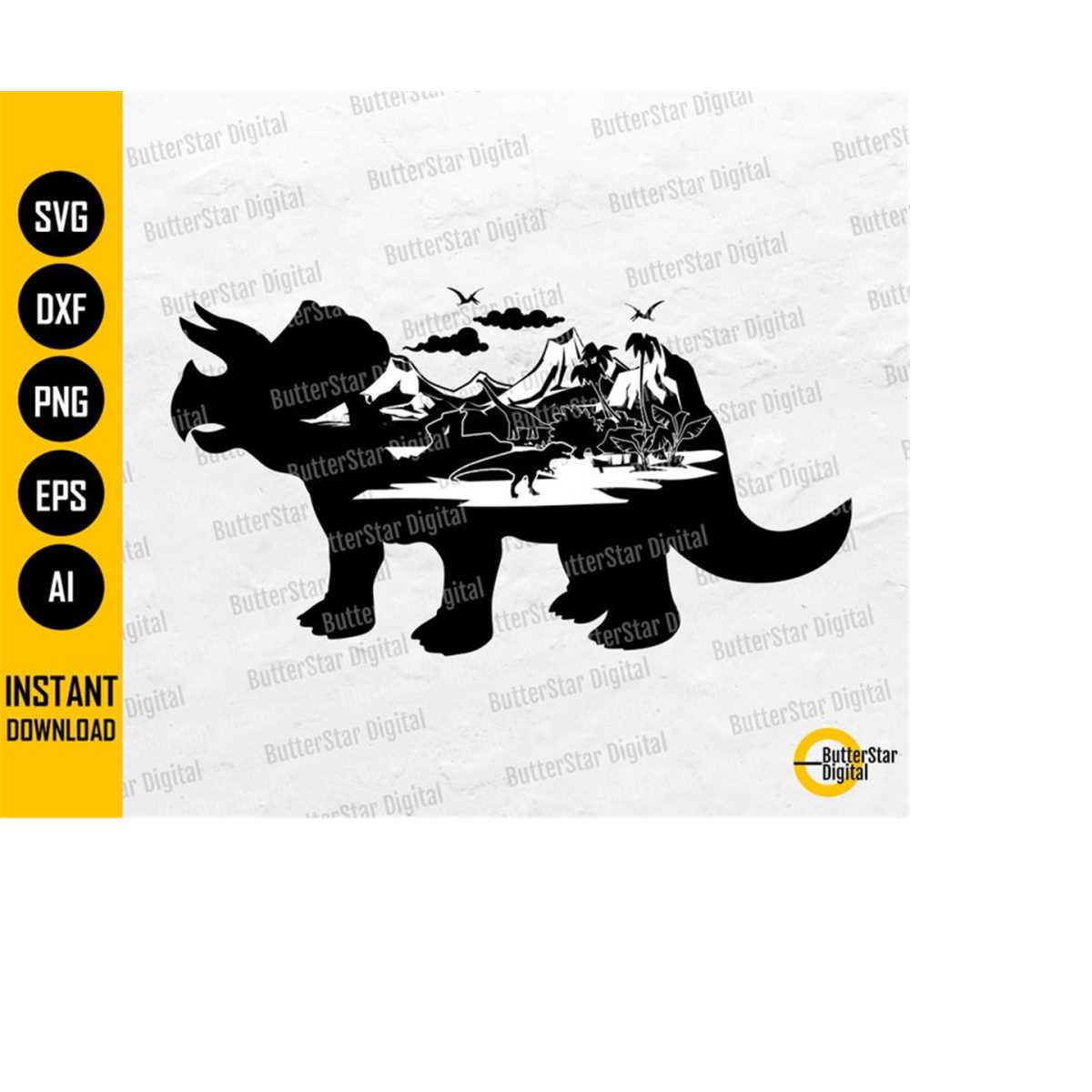 Triceratops Dinosaur Scene SVG | Dinosaurs SVG | Dino Jurass | Inspire ...