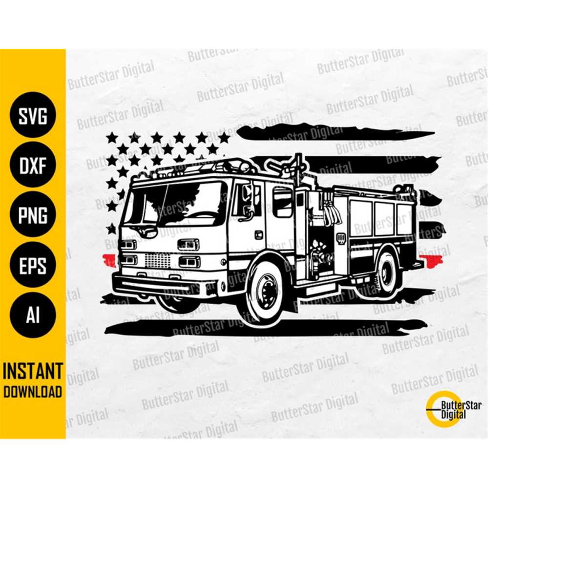 US Fire Truck SVG | Fire Engine Svg | USA Fireman Emergency | Inspire ...