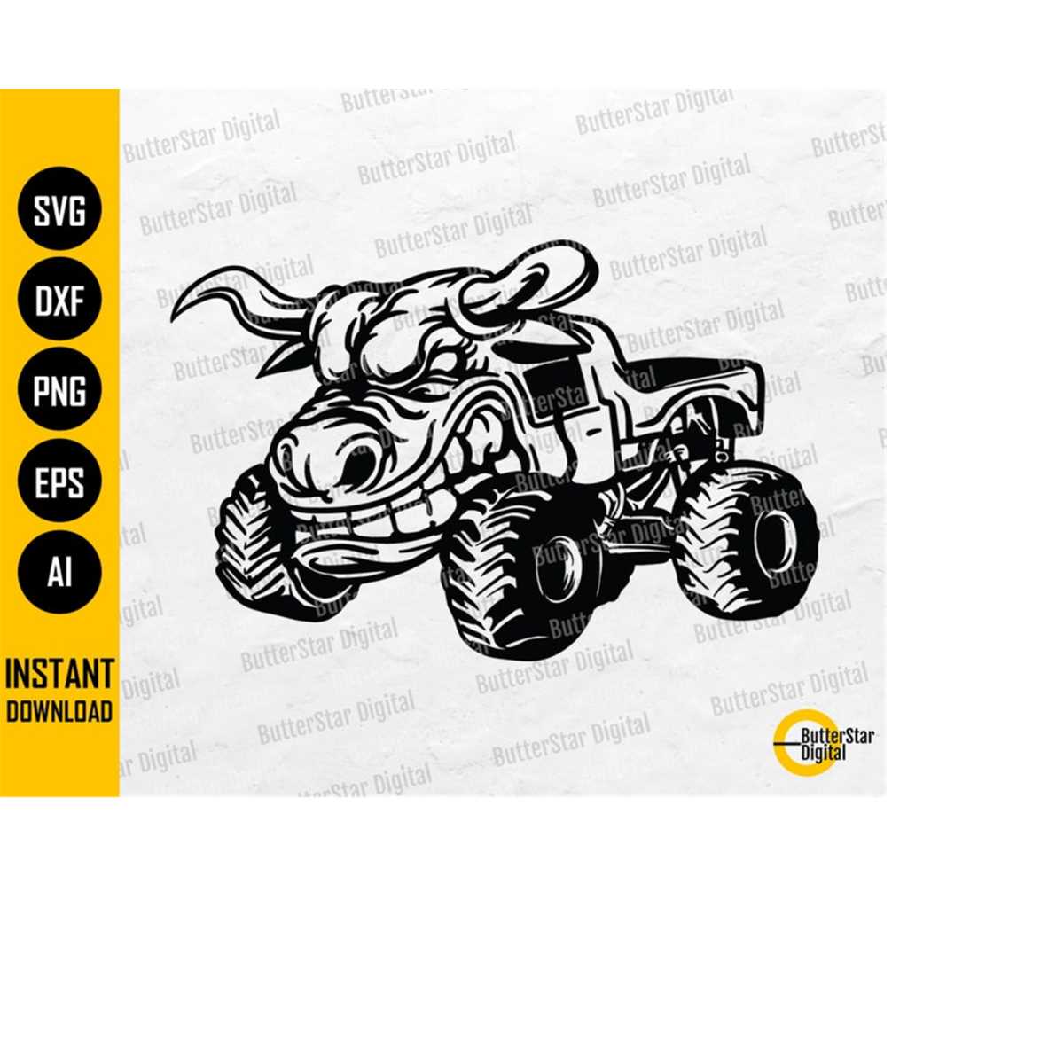 Bull Monster Truck SVG | Muscle Car SVG | 4x4 Off Road Vehic | Inspire ...